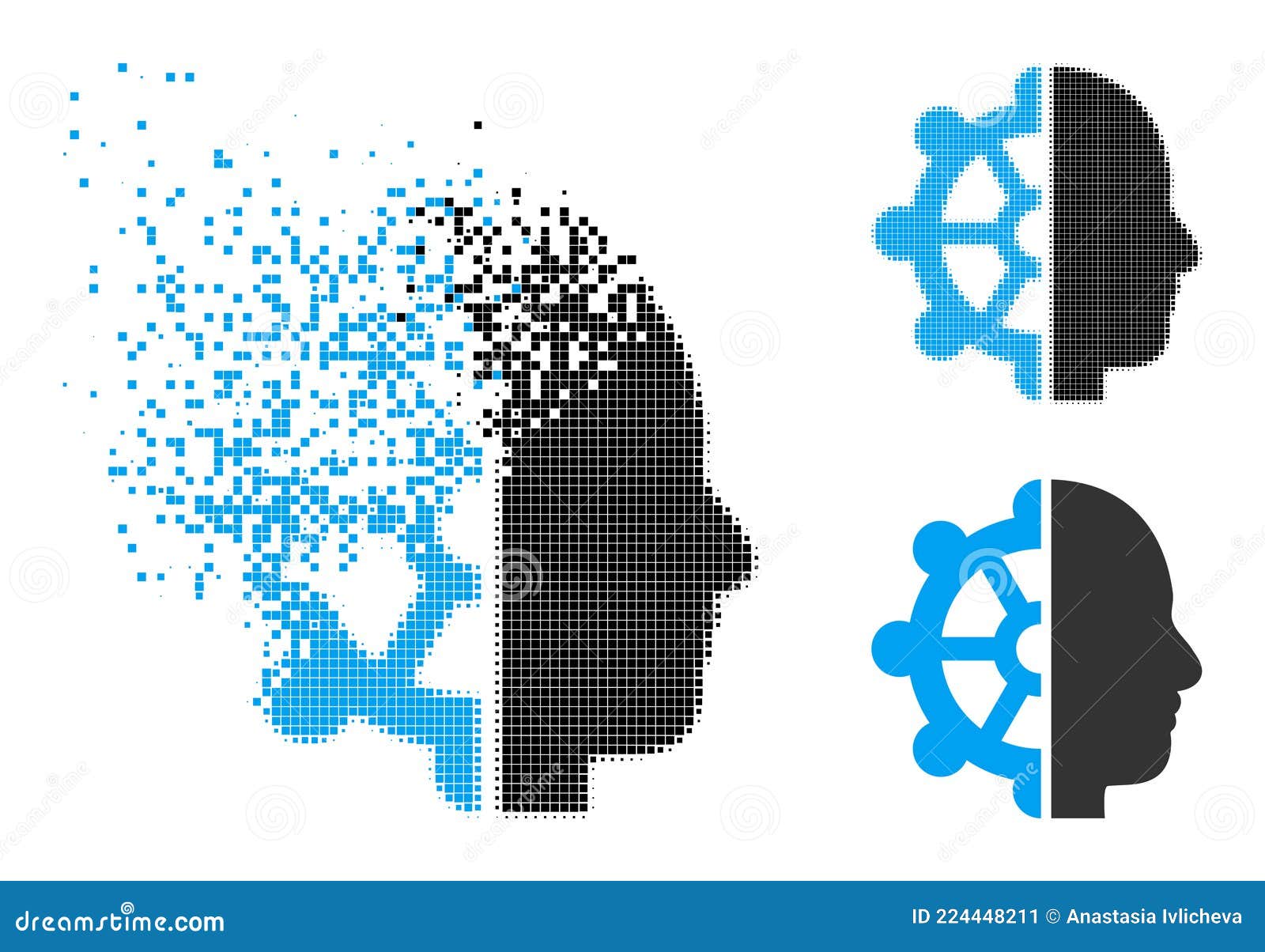 Moving and Halftone Dot Intellect Glyph Stock Vector - Illustration of ...