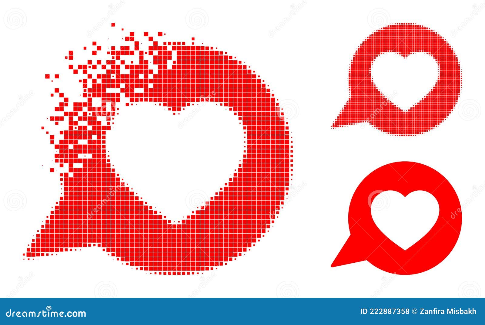 Decomposed Pixelated Love Message Icon with Halftone Version Stock ...