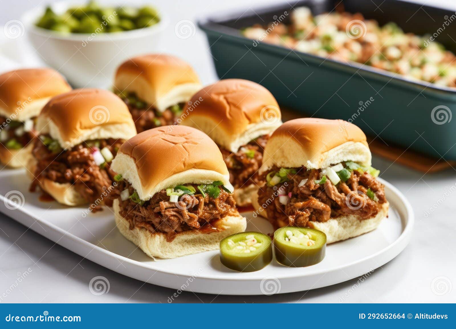 Deconstructed Bbq Pork Sliders with Jalapenos on a Side Dish Stock ...