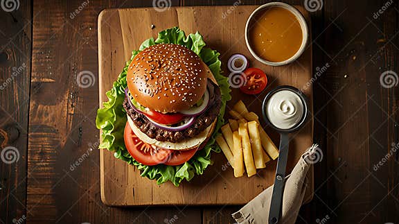 Deconstructed Burger with All Ingredient Show Stock Illustration ...