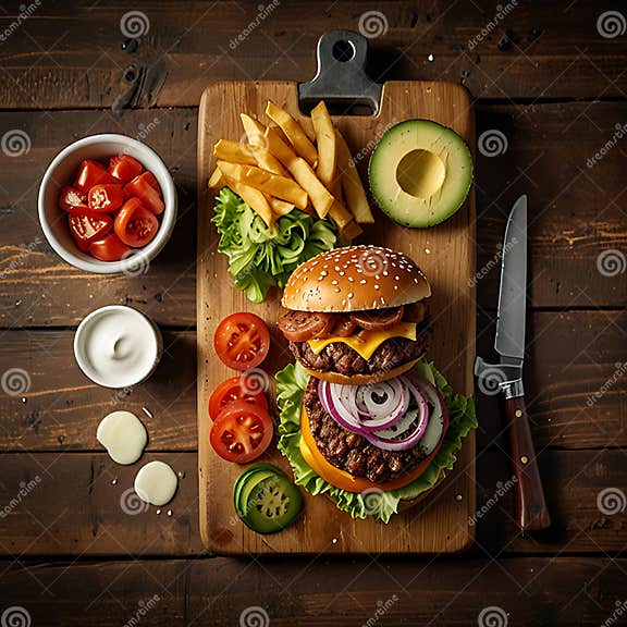 Deconstructed Burger with All Ingredients Stock Illustration ...