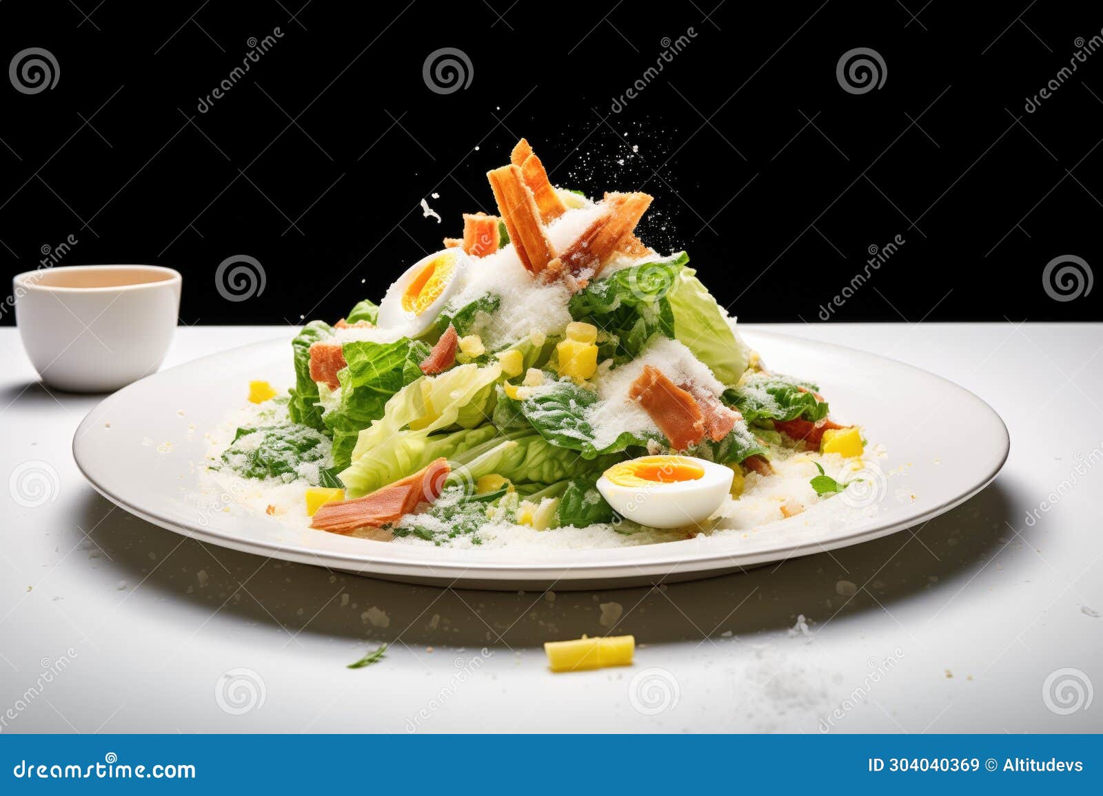Deconstructed Caesar Salad with Separate Ingredient Piles Stock Image ...