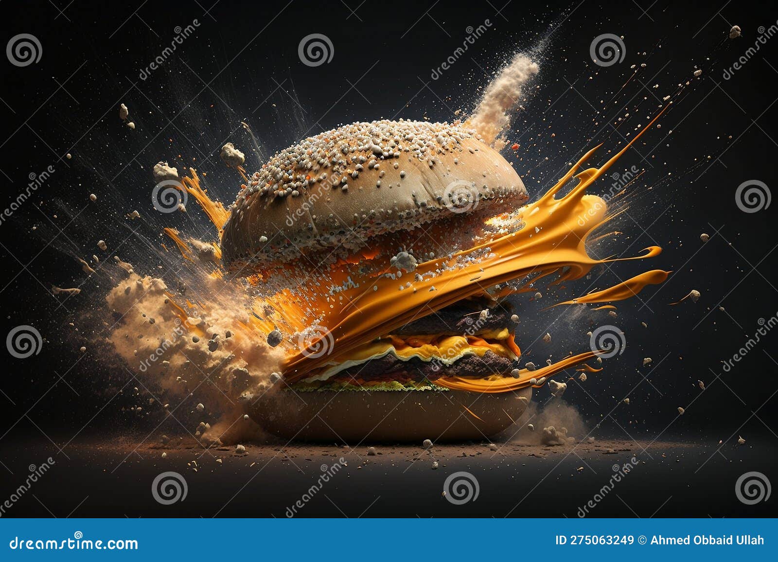 Deconstructed Cheeseburger with Exploded View, Generative Ai Stock ...