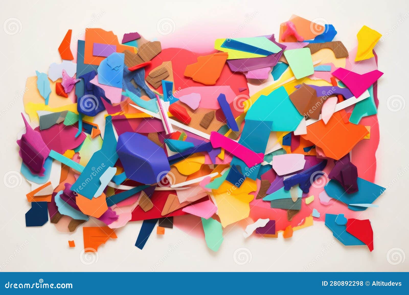 Deconstructed and Fragmented Shapes Forming Abstract Composition of ...