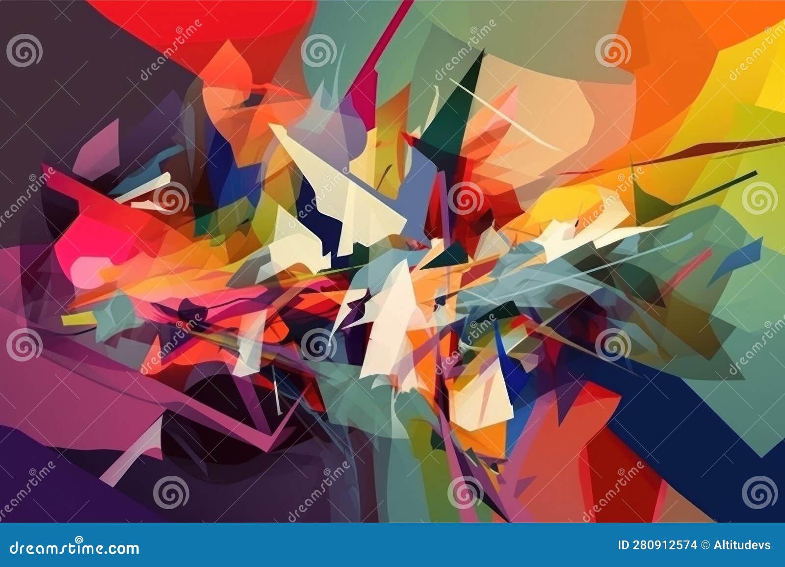 Deconstructed and Fragmented Shapes Forming Abstract Composition of ...