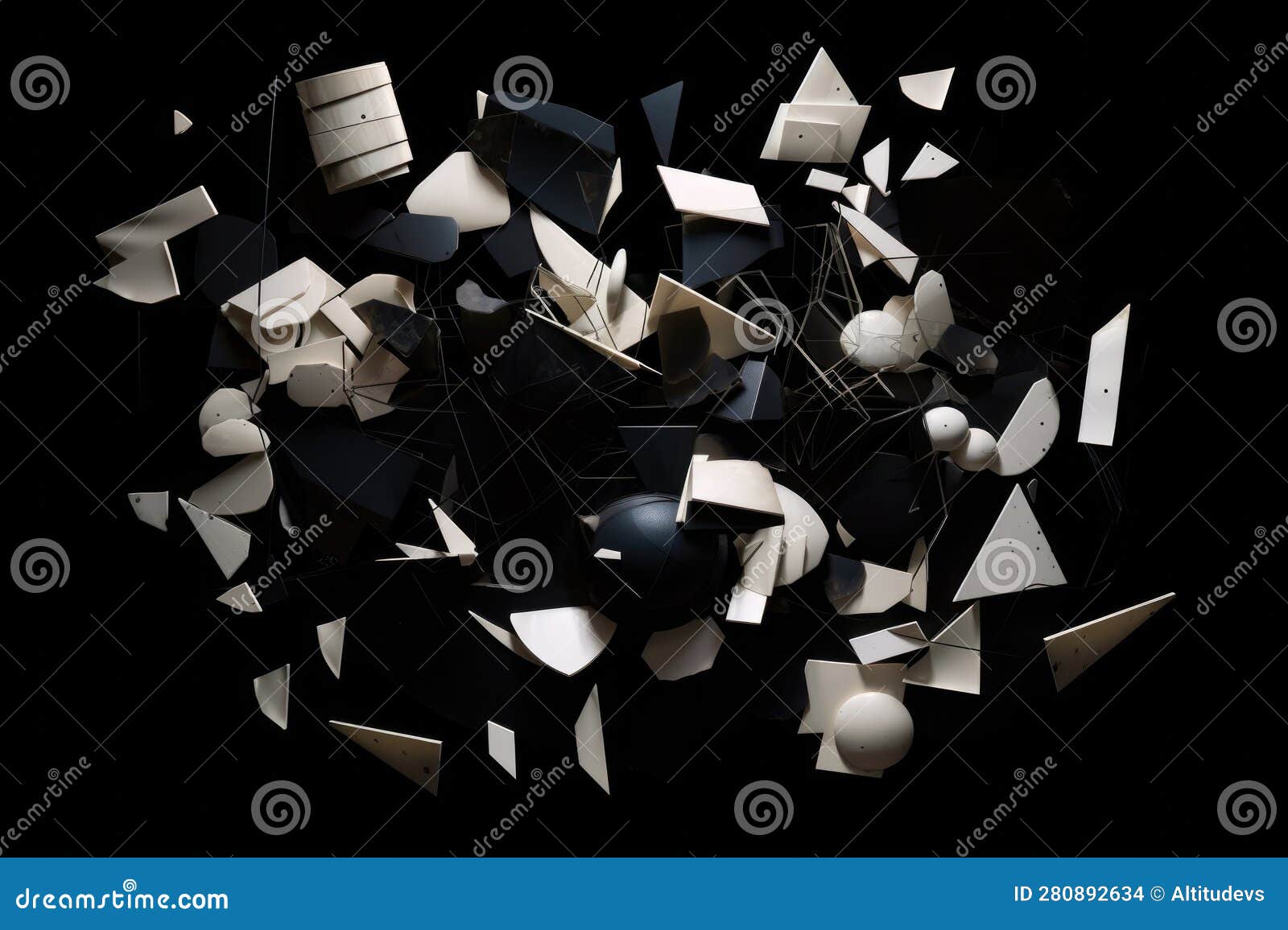 Deconstructed and Fragmented Shapes on Minimalistic White Background ...
