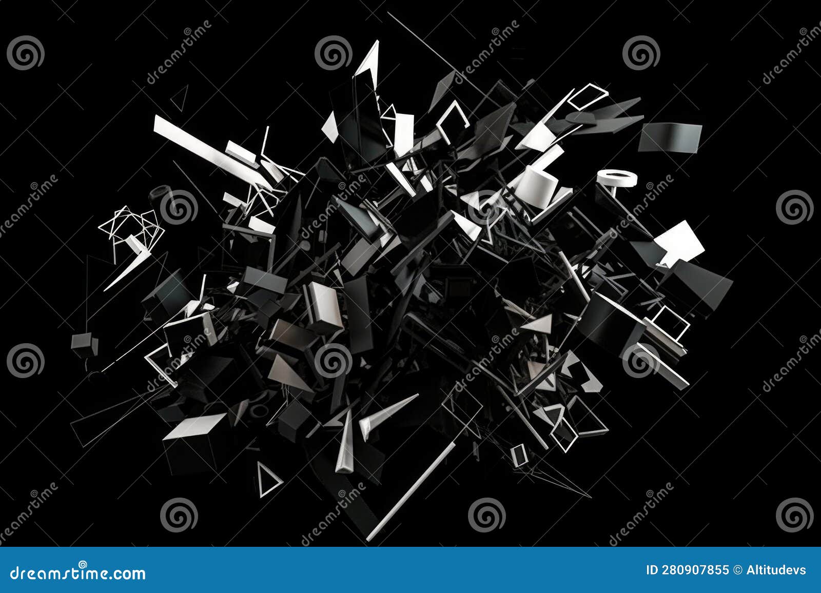 Deconstructed and Fragmented Shapes on Minimalistic White Background ...