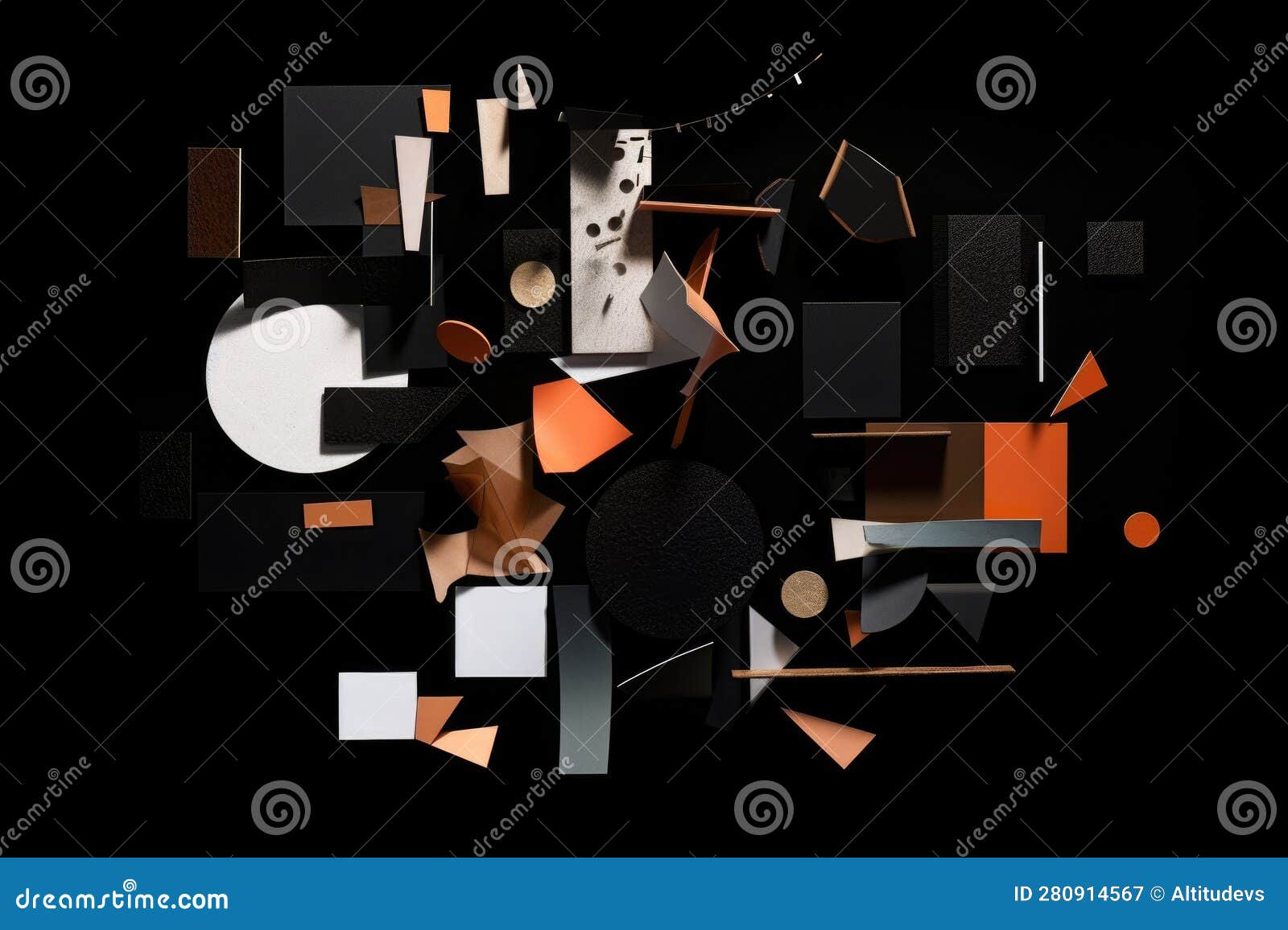 Deconstructed and Fragmented Shapes on Minimalistic White Background ...