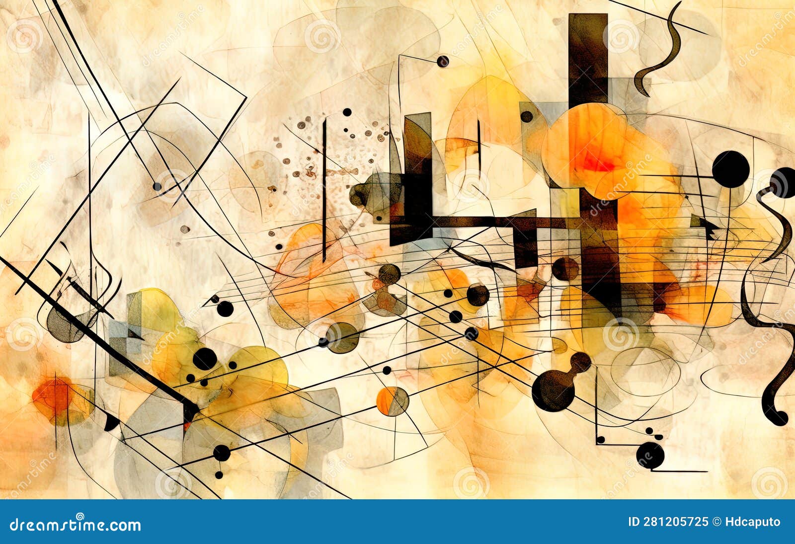 Deconstructed Modern Style Abstract Painting Represented with Geometric ...