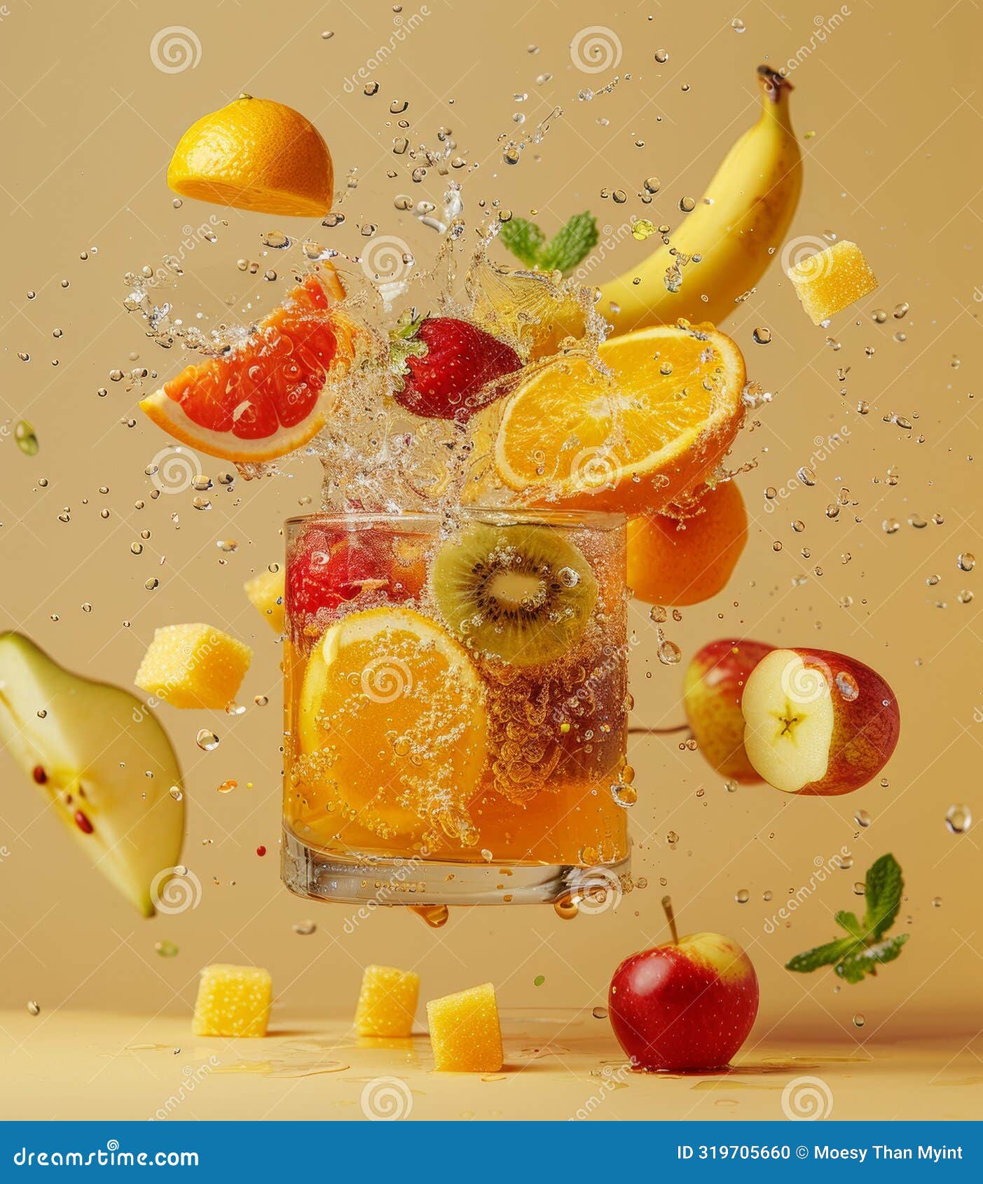 Deconstructed Non-alcoholic Fruit Cocktail with Floating Ingredients ...