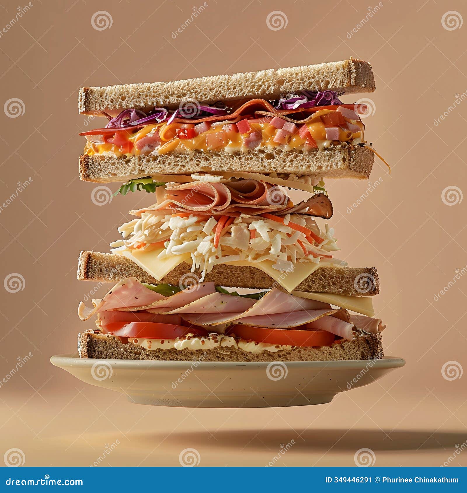 A Deconstructed Plain Whitebread Sandwich Floating Midair In A Uniform ...