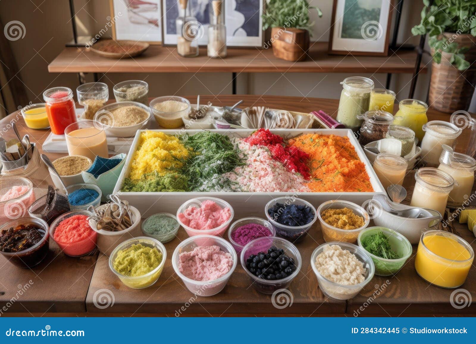 Deconstructed Recipe Ingredients Arranged in a Messy and Colorful ...