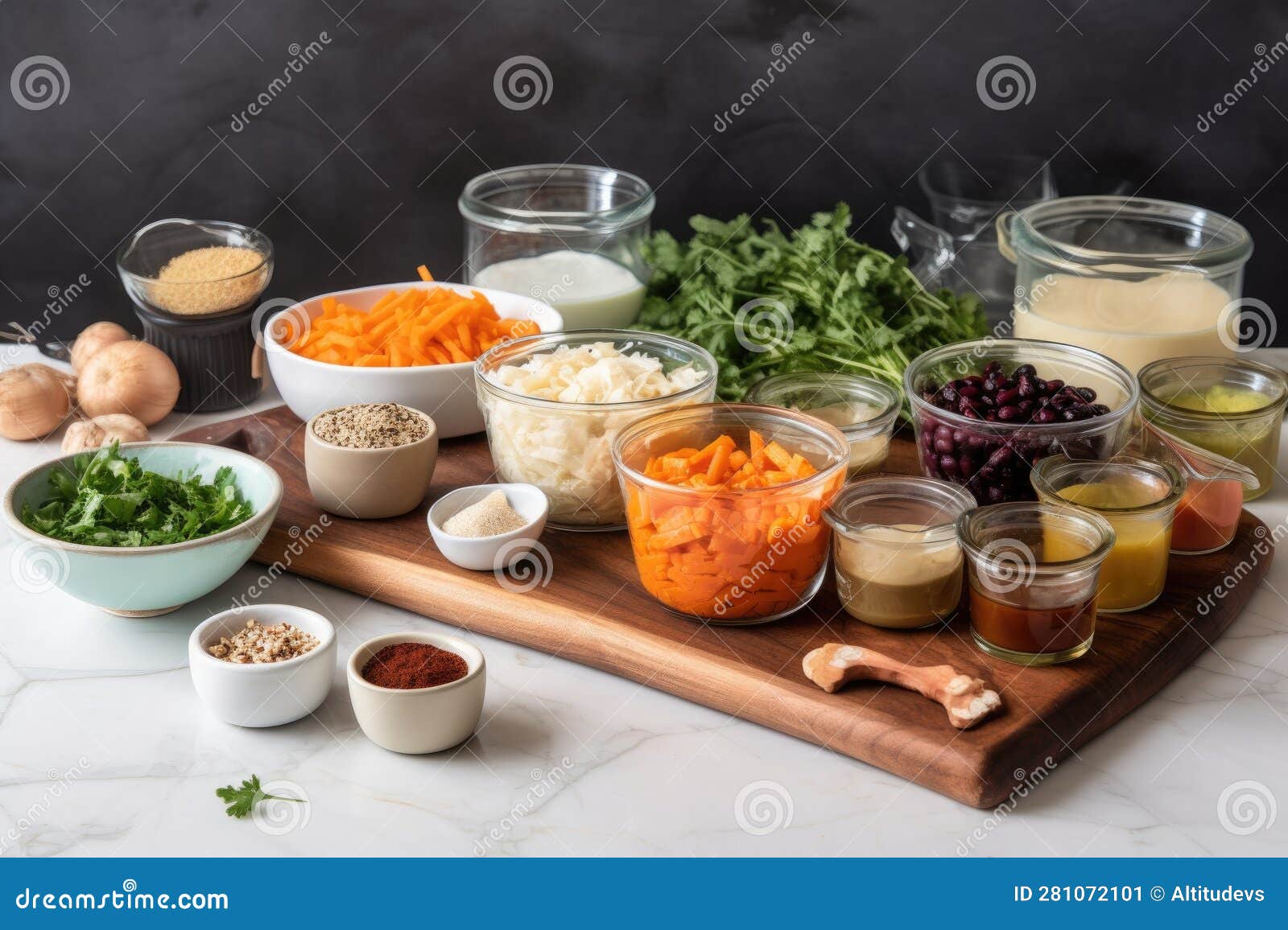 Deconstructed Recipe Ingredients with Visible Step-by-step Instructions ...