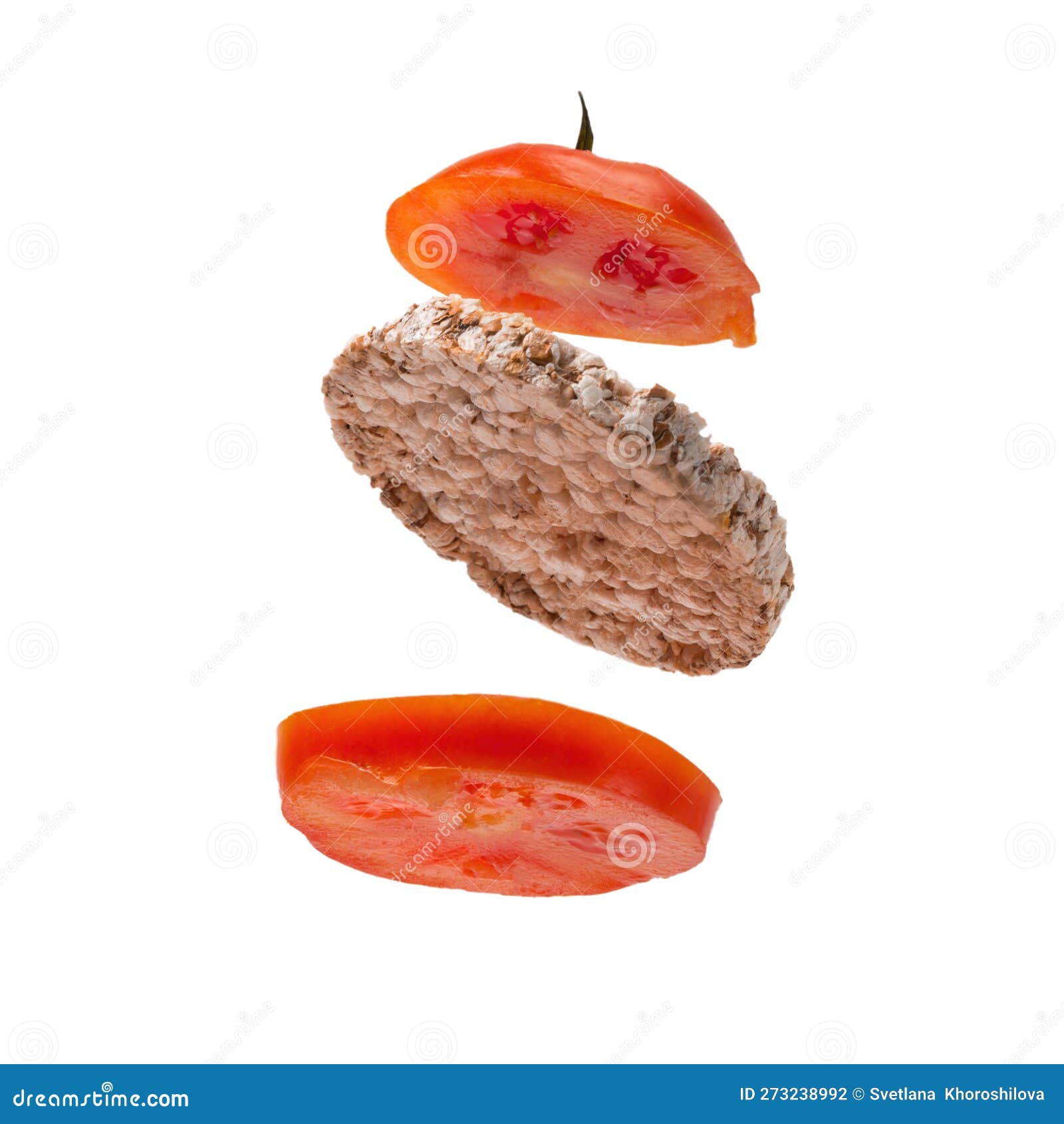 Flying Deconstructed Sandwich Made From Slices Of Bread, Tomato, Cheese ...