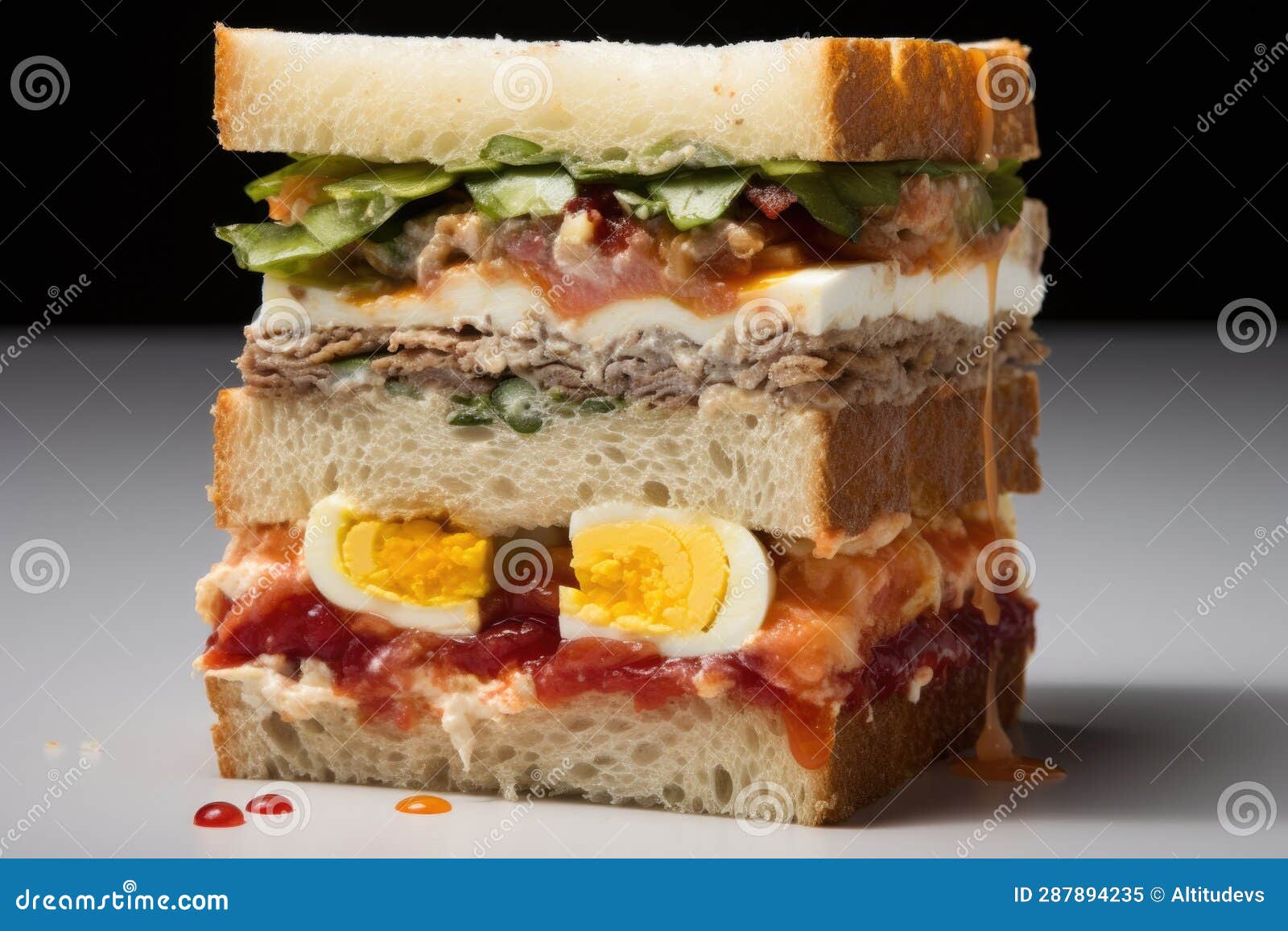 Deconstructed Sandwich with Layers Separated Stock Illustration ...