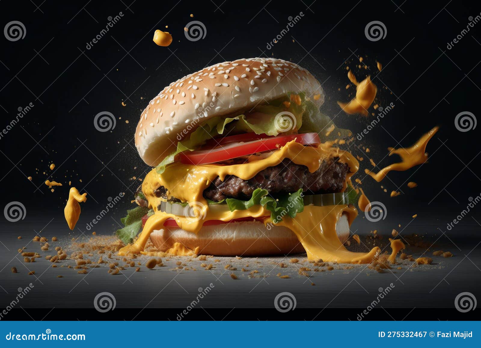Deconstruction of a Cheeseburger, Burger Explosion,Generative AI Stock ...