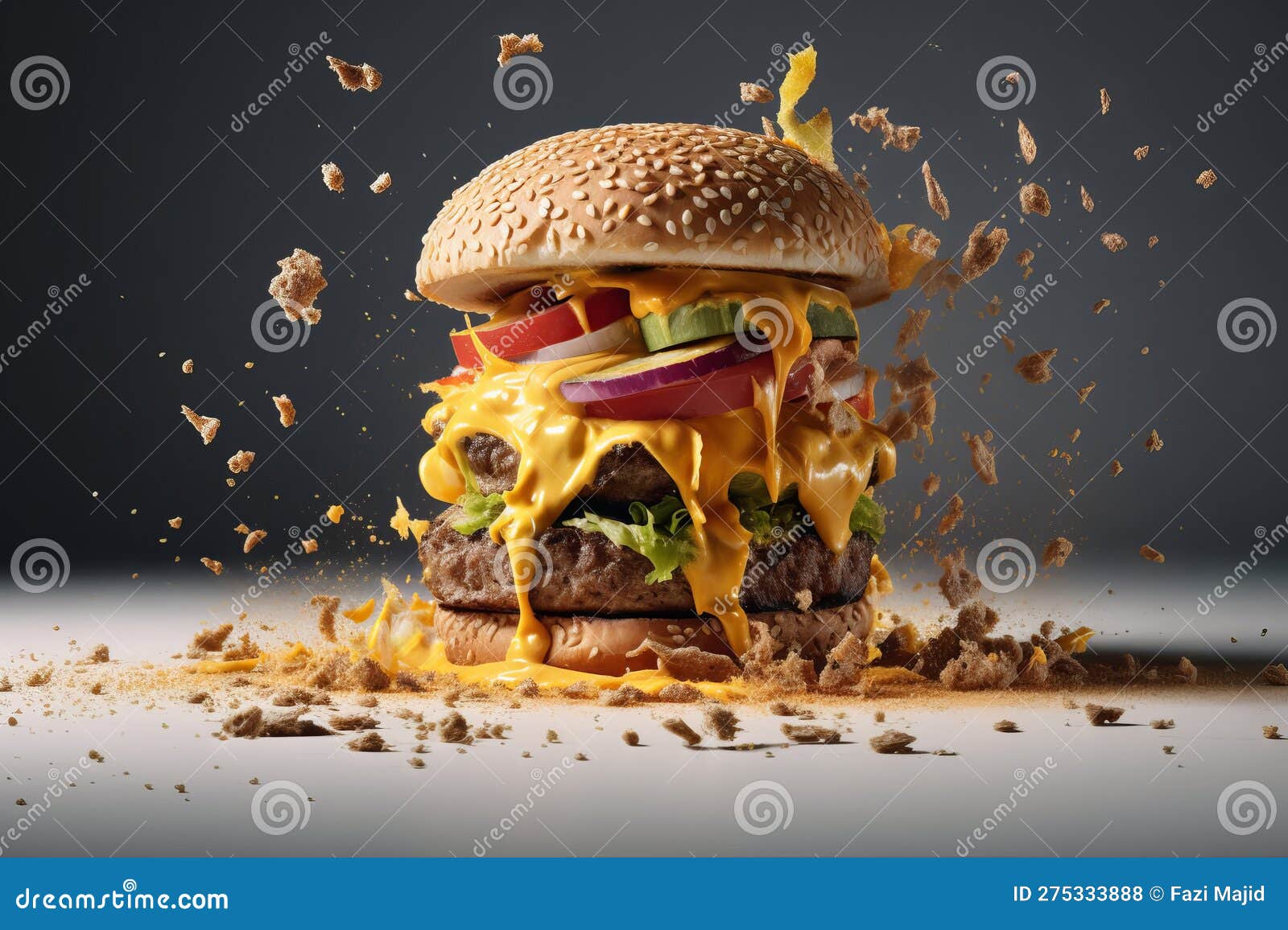 Deconstruction of a Cheeseburger, Burger Explosion,Generative AI Stock ...