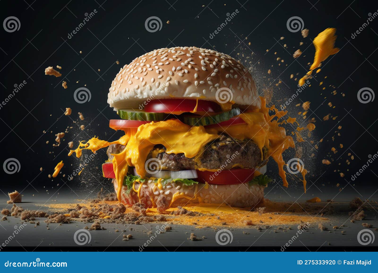 Deconstruction of a Cheeseburger, Burger Explosion,Generative AI Stock ...