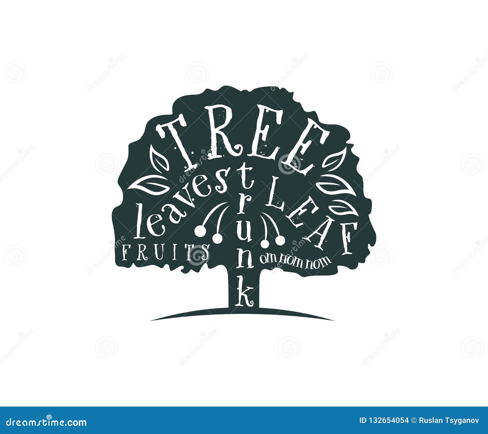 Deconstruction and Typography Tree Out of Words, Print for T-shirt and ...