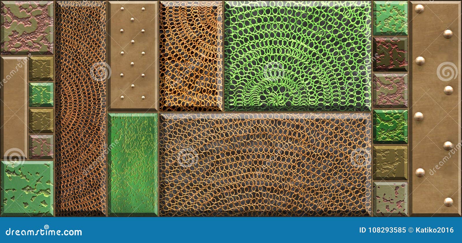 Decor for Ceramic Tile. Textures of Stone, Metal Rivets, Meshy Material ...