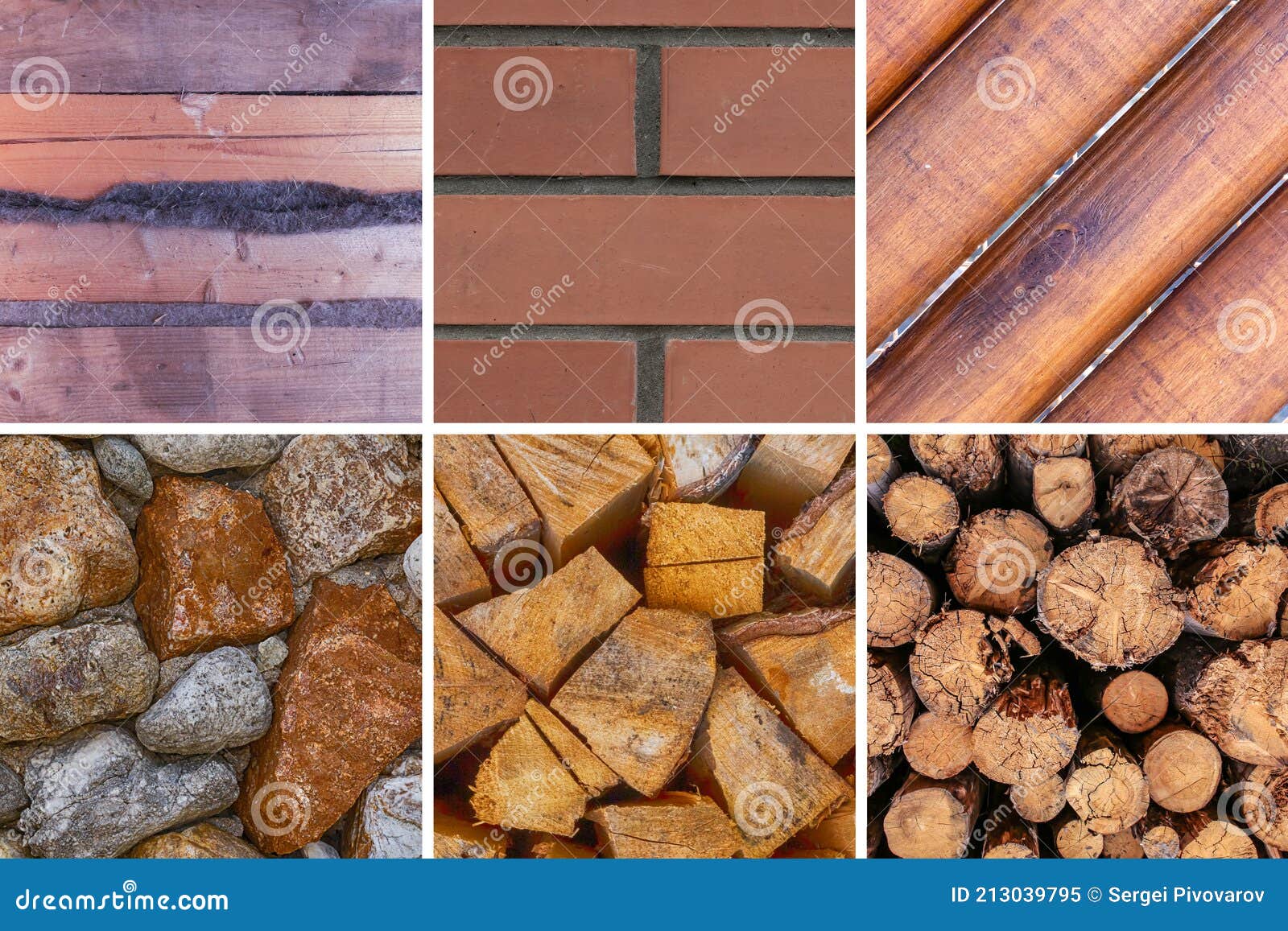 Decor Elements Assortment of Firewood, Brick Wall and Stone Design ...