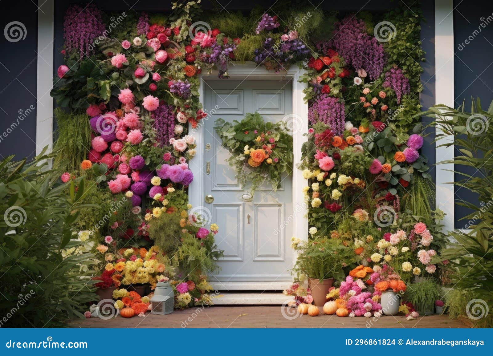 Decor of the Entrance Group with Flowers Stock Illustration ...