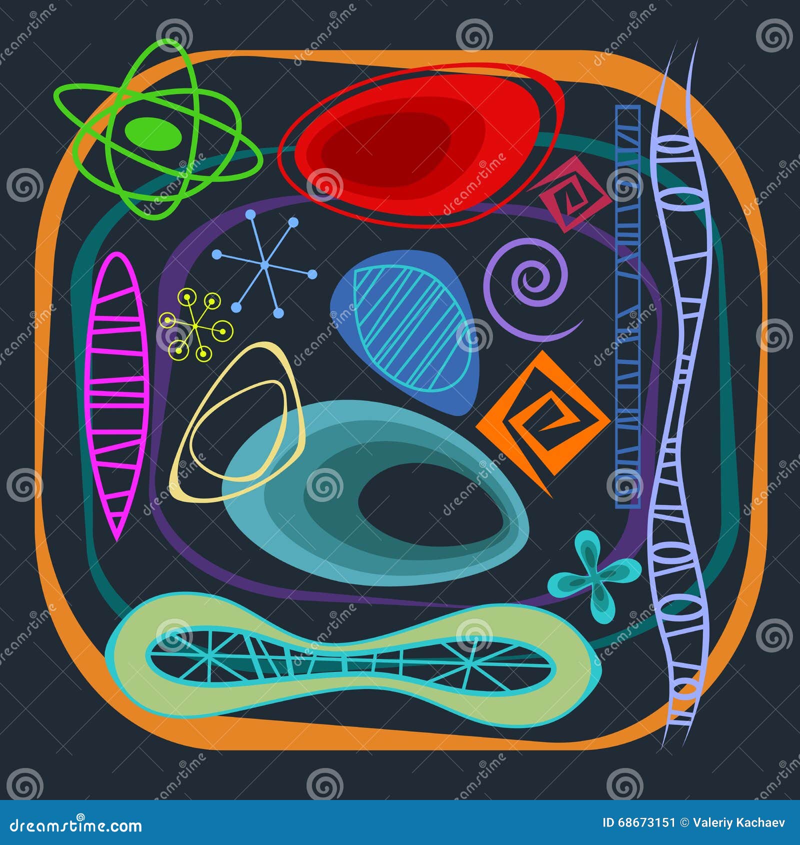 Decor Items Style of the 50s, Vector Background Stock Vector ...