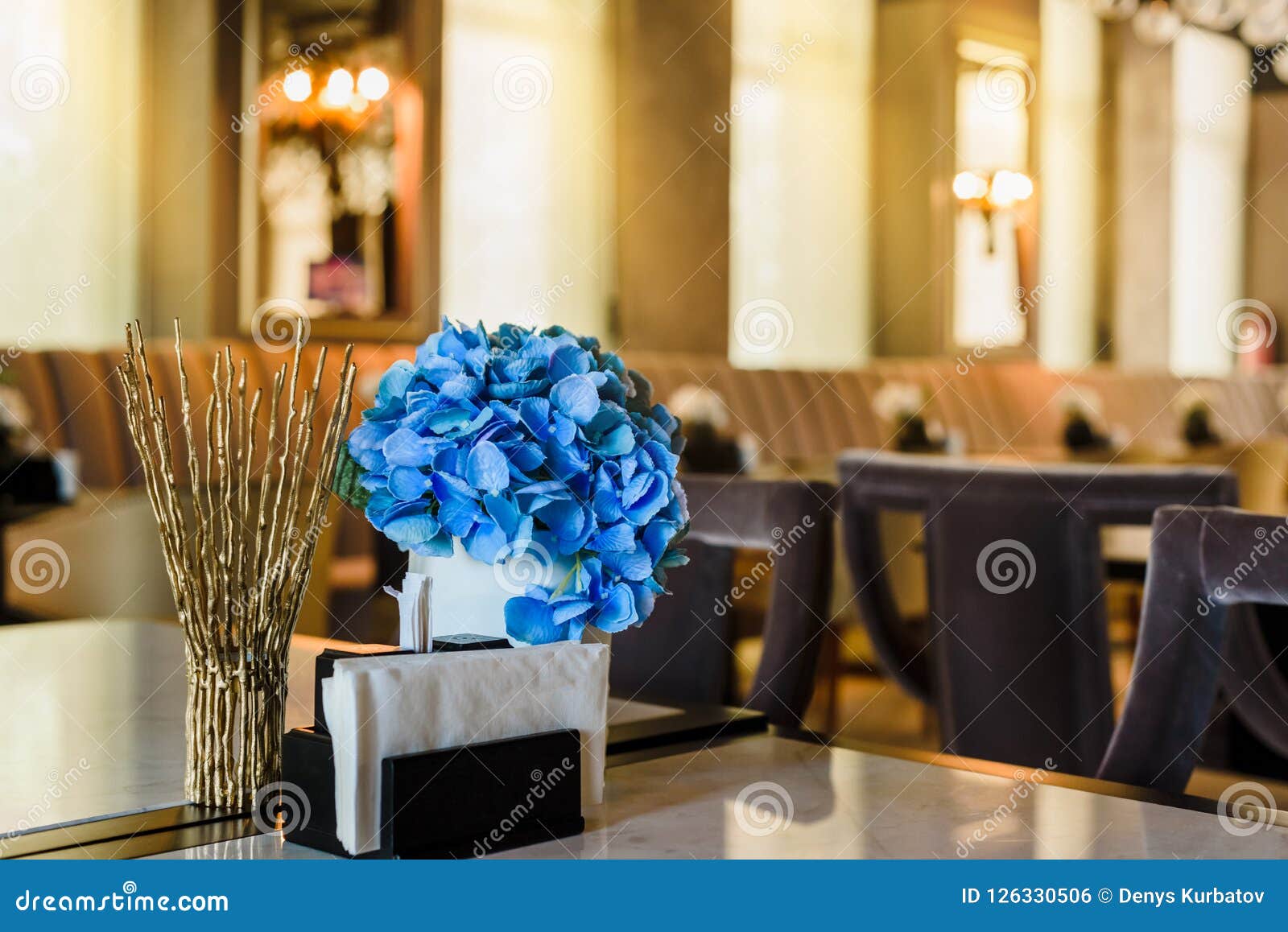 Decor in modern cafe stock photo. Image of indoor, dining - 126330506