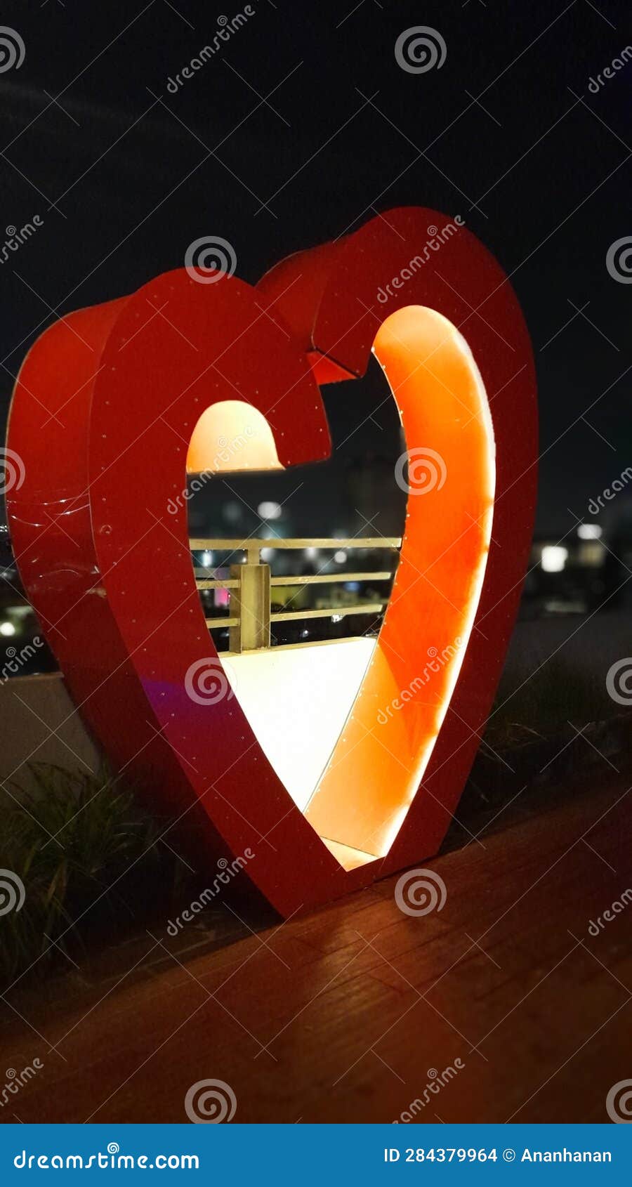 Decor Night View Building Heart Lovelight Stock Photo - Image of ...