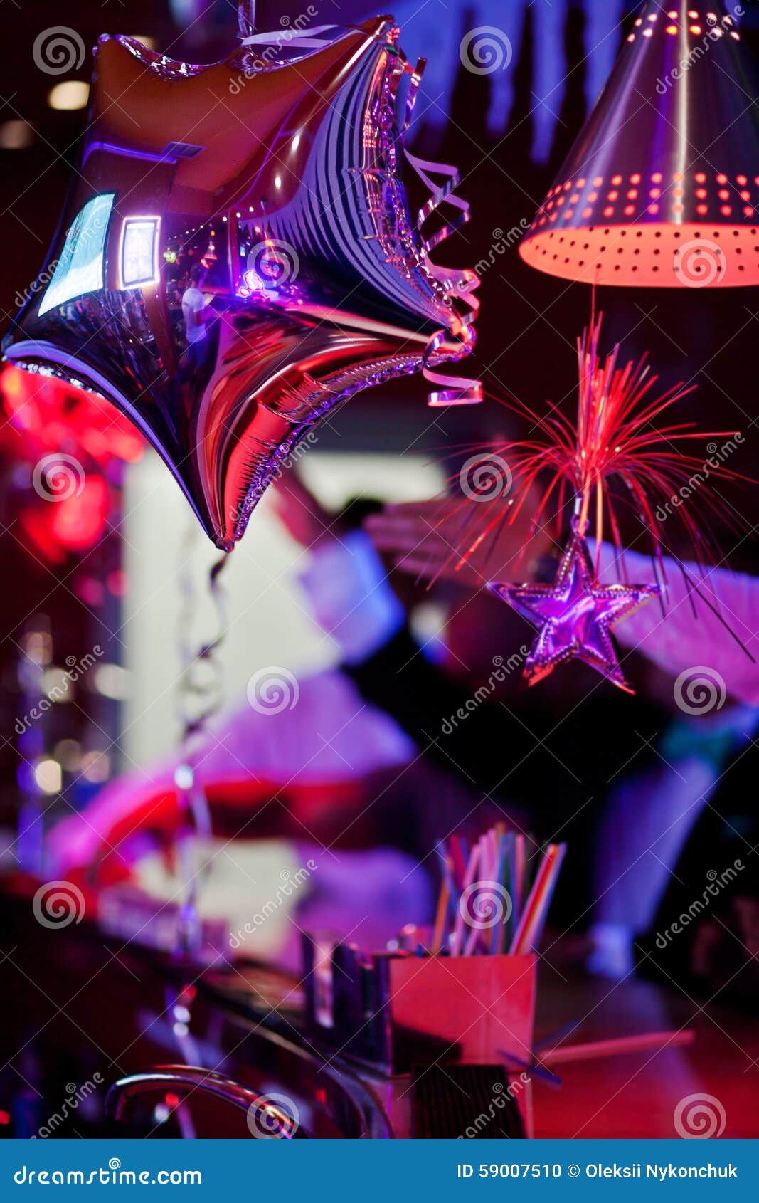 Decor in a Nightclub on Bar with Silver Star Stock Photo - Image of ...