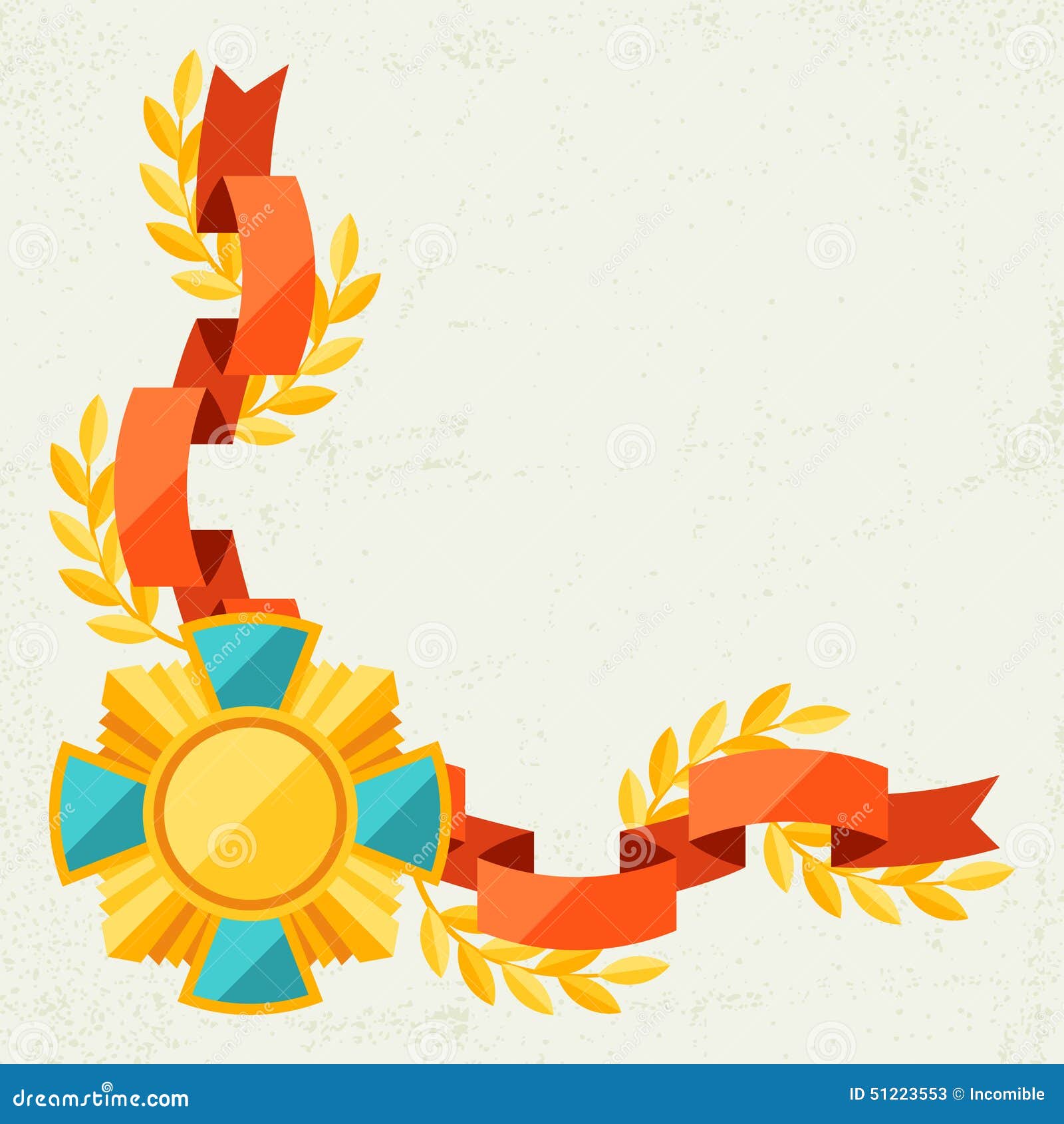 Decor with Ribbons and Awards in Flat Design Style Stock Vector ...