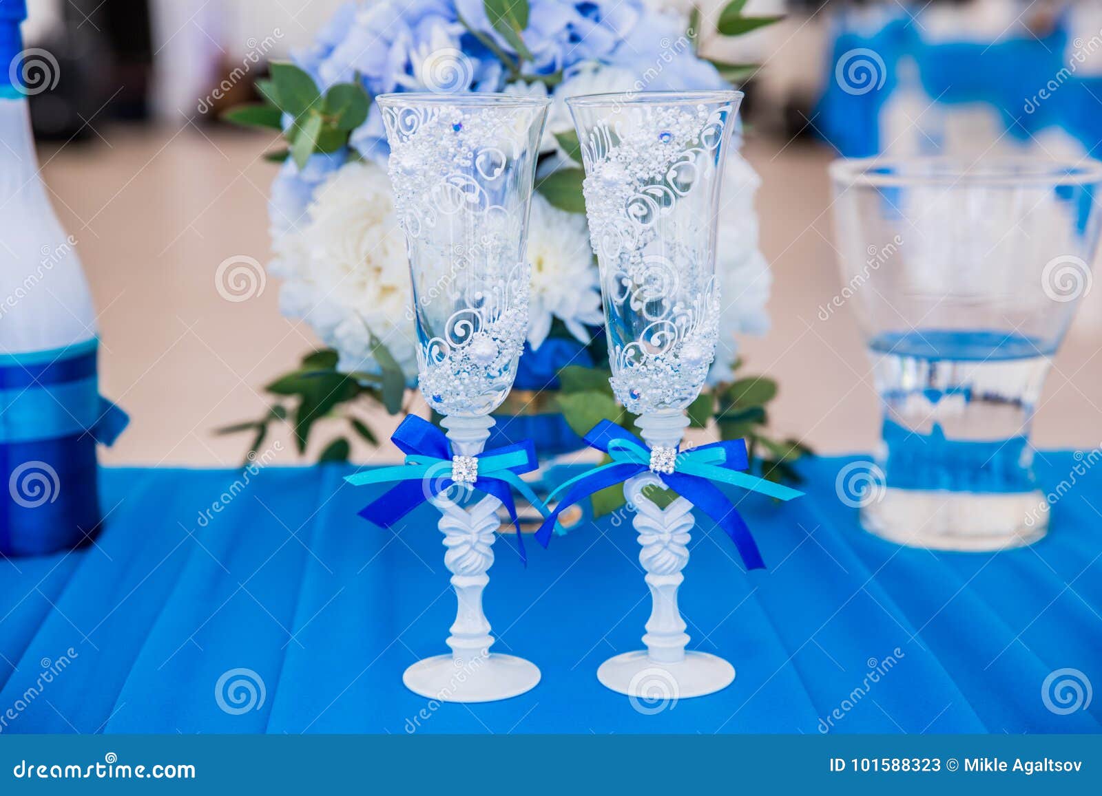 Decor on the Table, Bottles of Champagne Stock Image - Image of ...