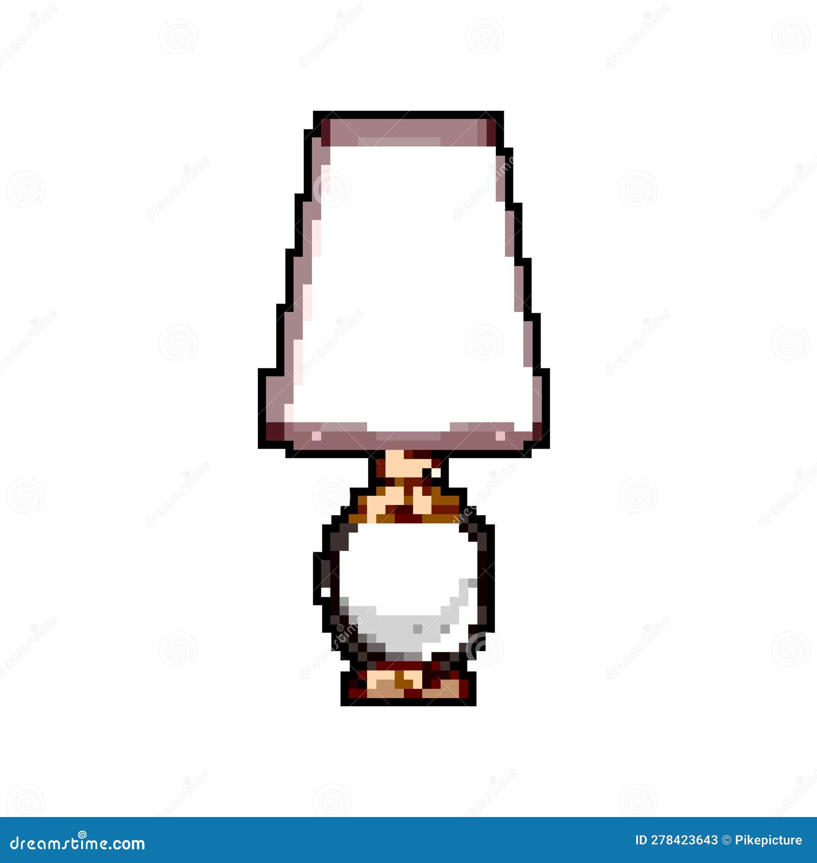 Decor Vintage Table Lamp Game Pixel Art Vector Illustration Stock ...
