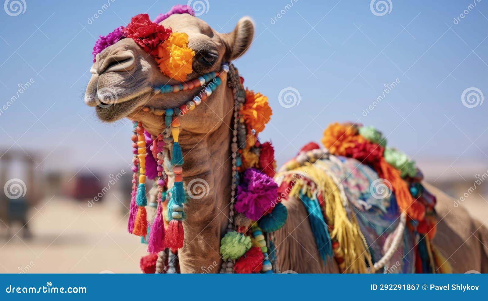 Decorated Arabian Camel for a Tourist Camel Ride Stock Image - Image of ...