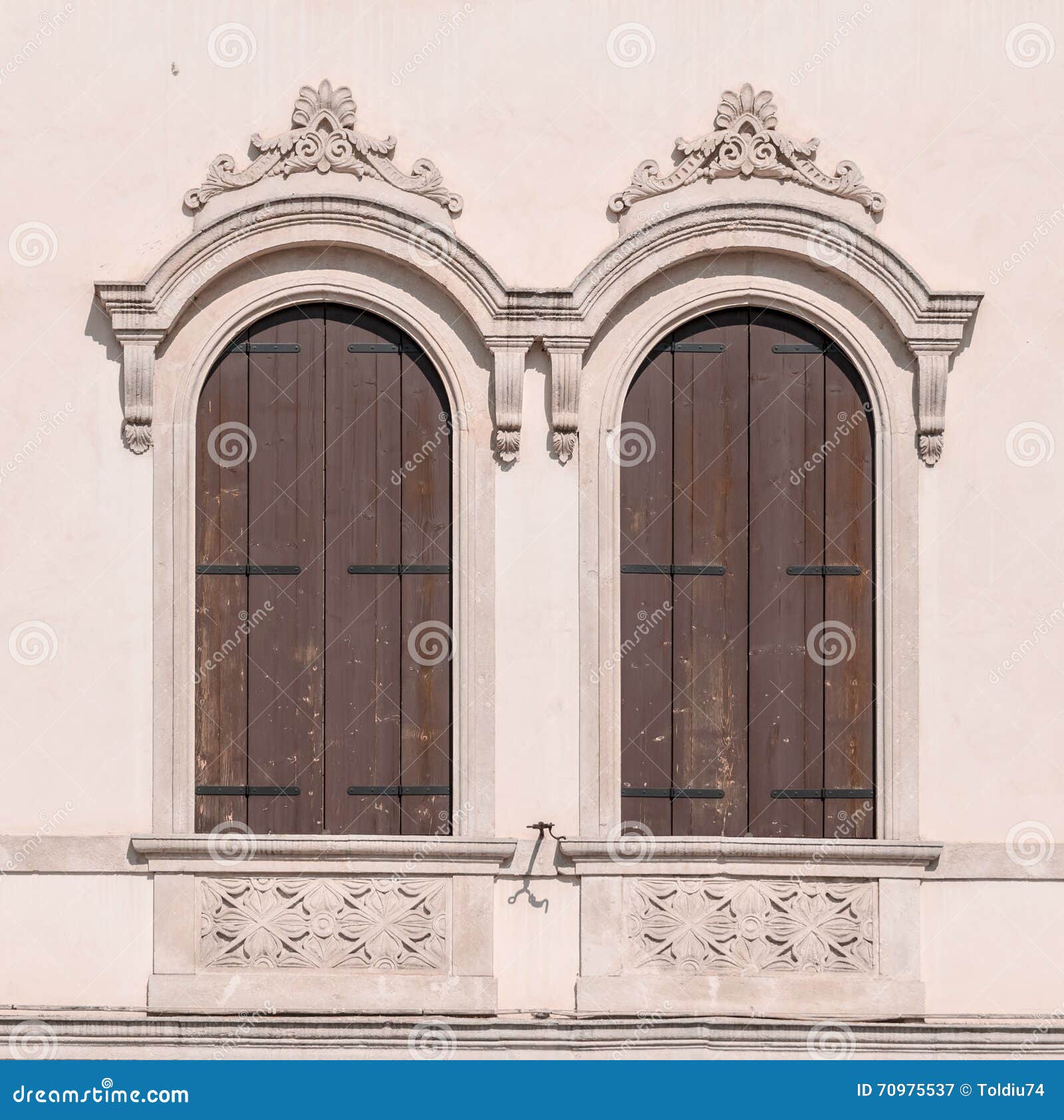 Decorated Arched Windows of a Medieval Palace. Stock Image - Image of ...