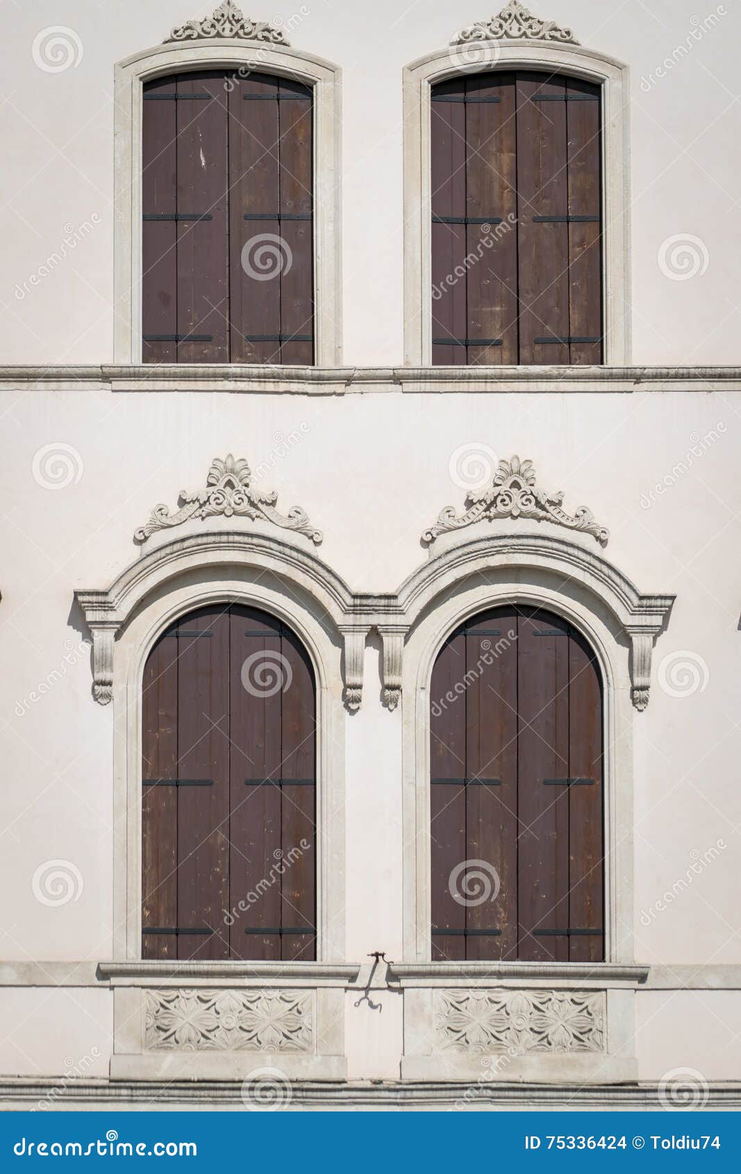 Decorated Arched Windows of a Medieval Palace. Stock Photo - Image of ...