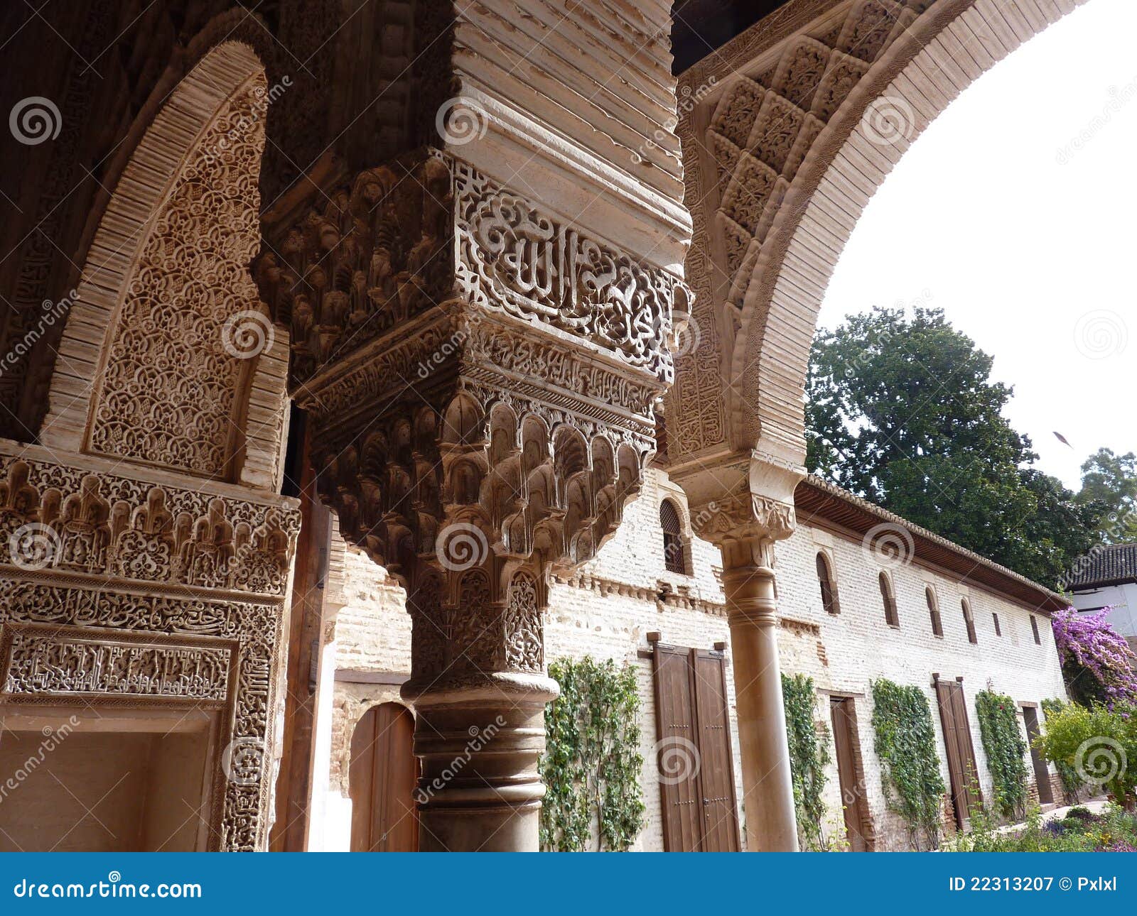 Decorated Arches and Columns in the Alhambra Stock Image - Image of ...