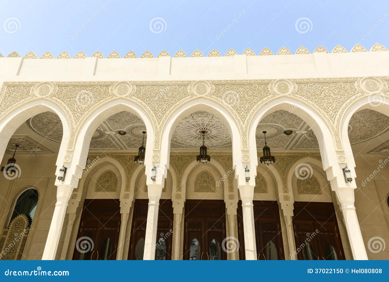 Decorated Arches of a Mosque Stock Photo - Image of arabian, islam ...