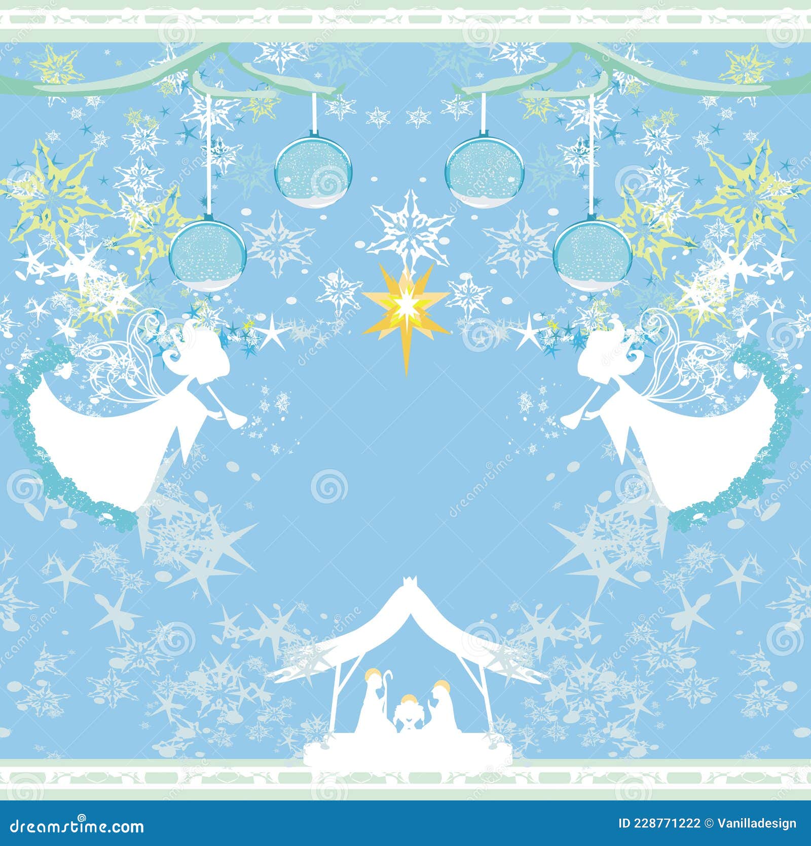 Decorated Background with Angels and Bethlehem Stock Vector ...