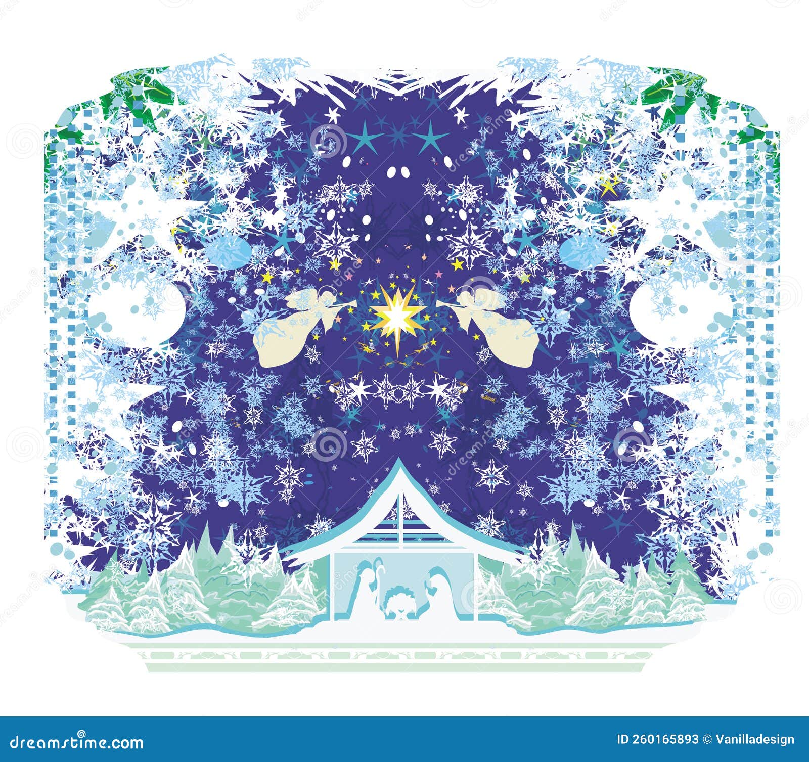 Decorated Background with Angels and Bethlehem Stock Vector ...