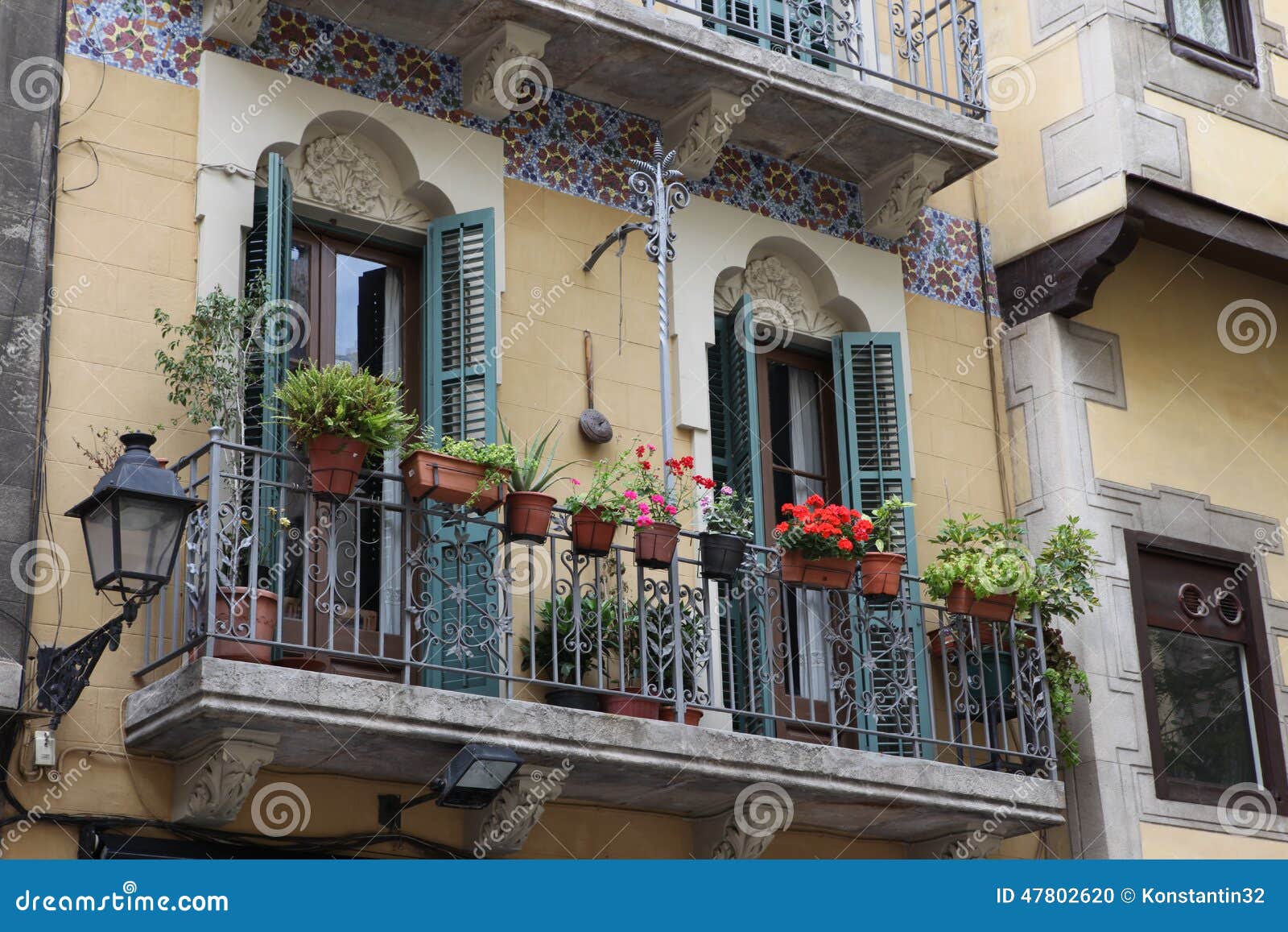 Decorated Balcony, Mediterranean Climate Flora Stock Photo - Image of ...