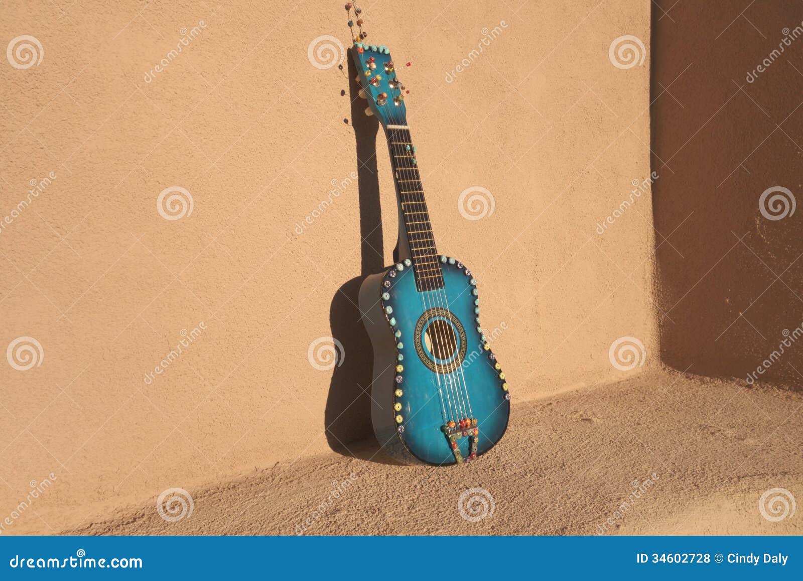 Decorated blue mandoline. stock photo. Image of music - 34602728
