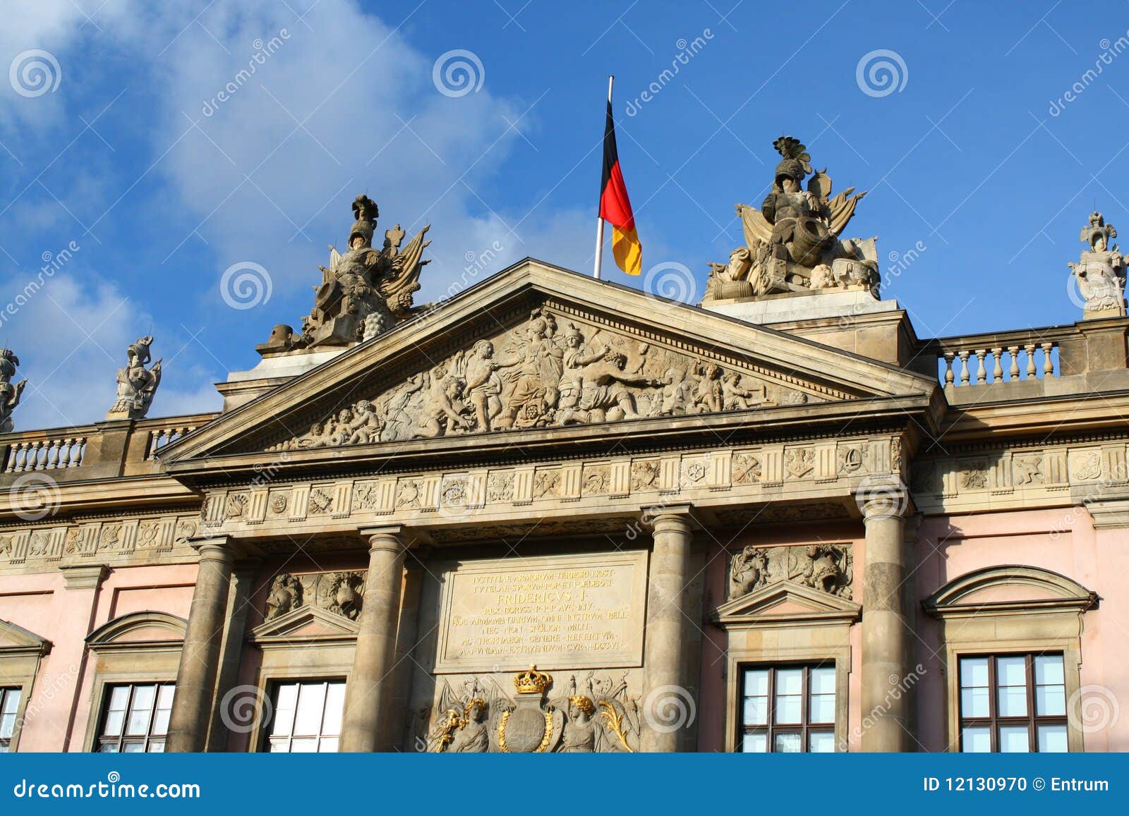 Decorated building detail stock photo. Image of triangle - 12130970