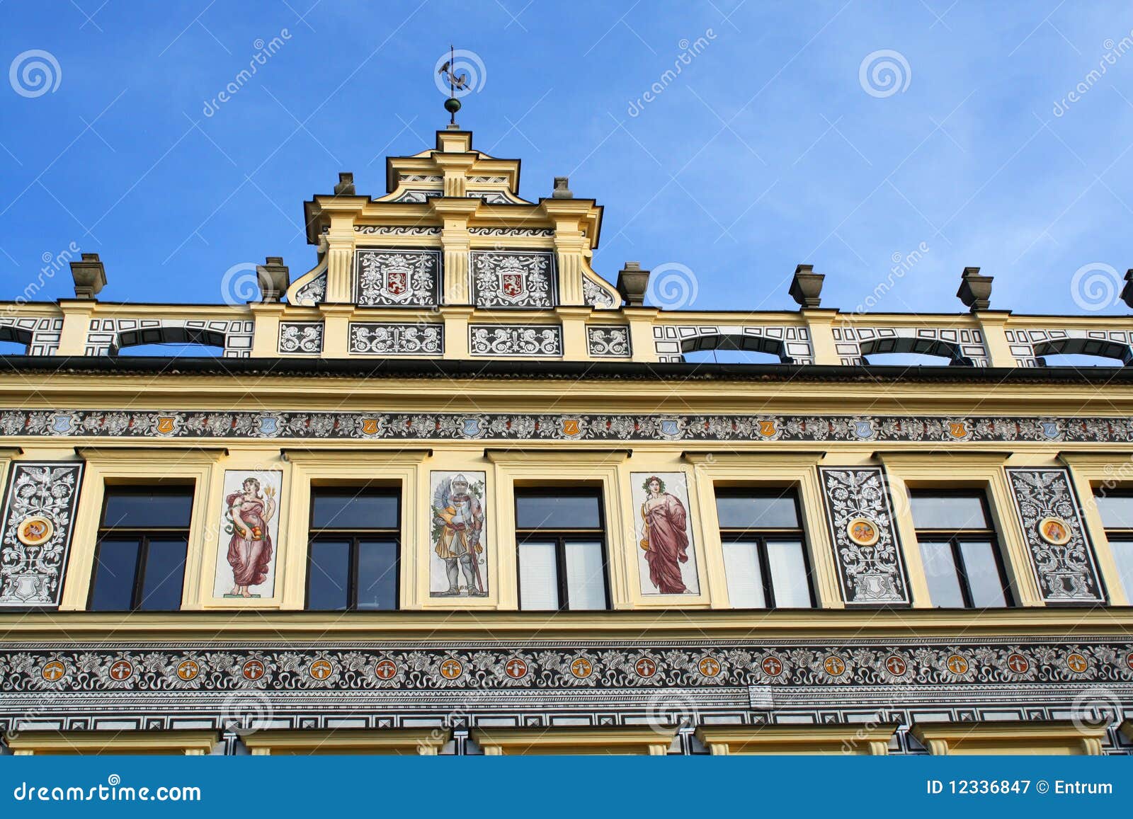 Decorated building detail stock image. Image of roof - 12336847