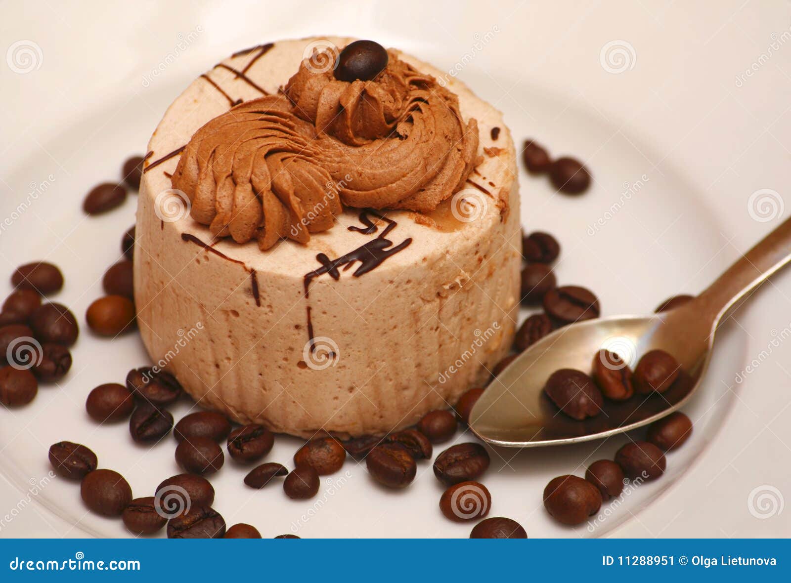Decorated Cake on Plate with Coffee Beans Stock Image - Image of coffee ...