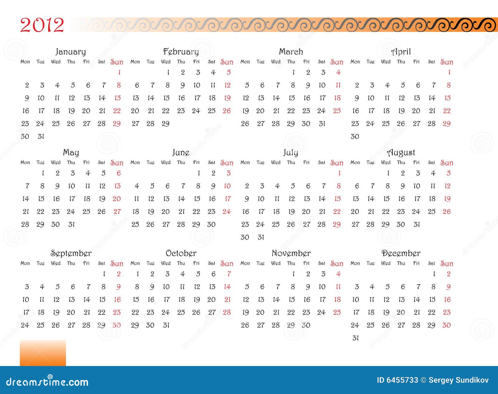 Decorated calendar of 2012 stock vector. Illustration of calendar - 6455733