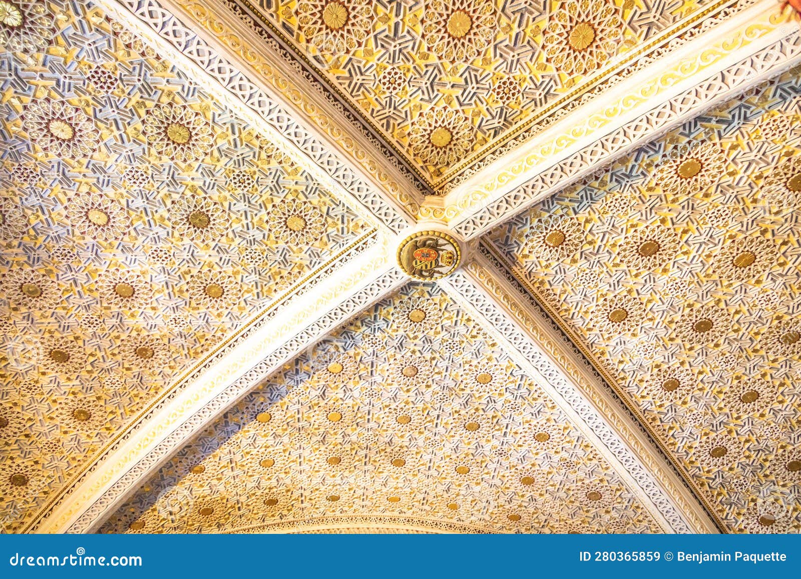 Decorated Ceiling Detail In An Arched Ceiling In An Old Medieval Castle ...