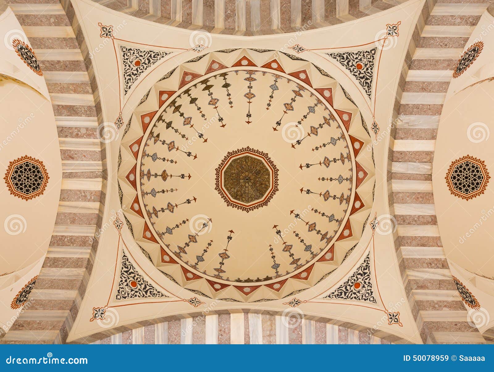 Decorated Ceiling in Muslim Mosque, Istanbul Stock Image - Image of ...