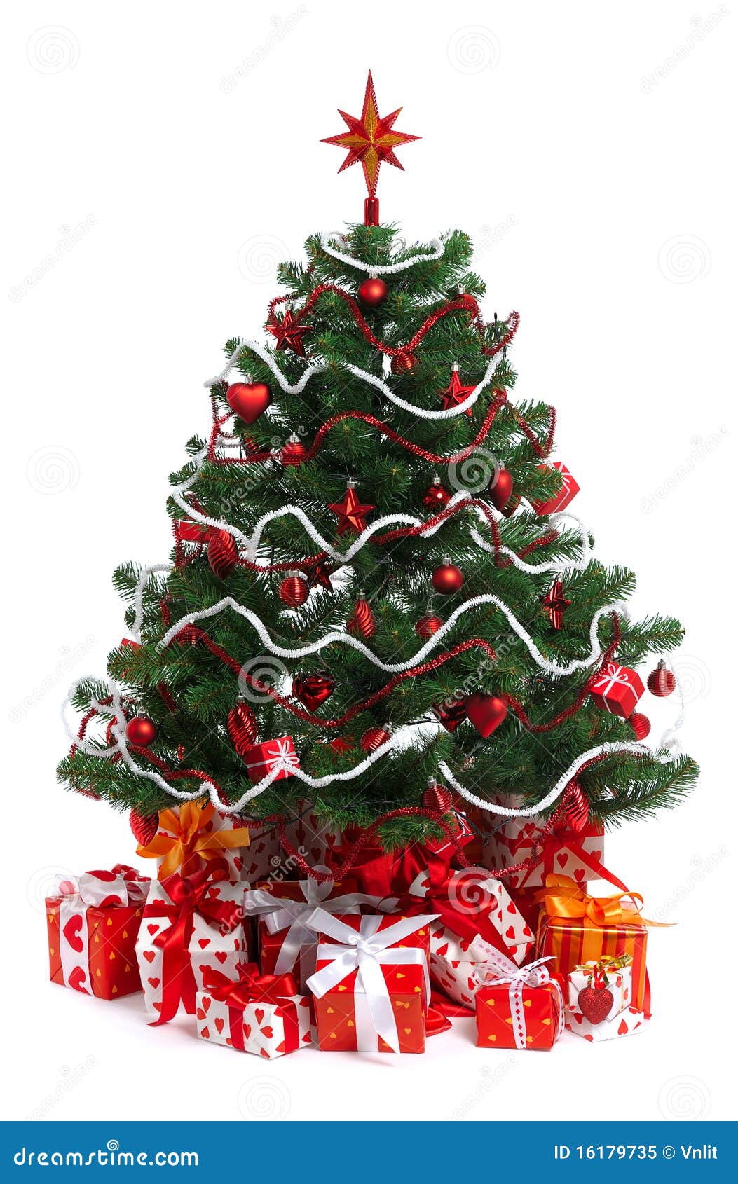 Decorated Christmas Fir Tree Stock Image - Image of garland, holiday ...