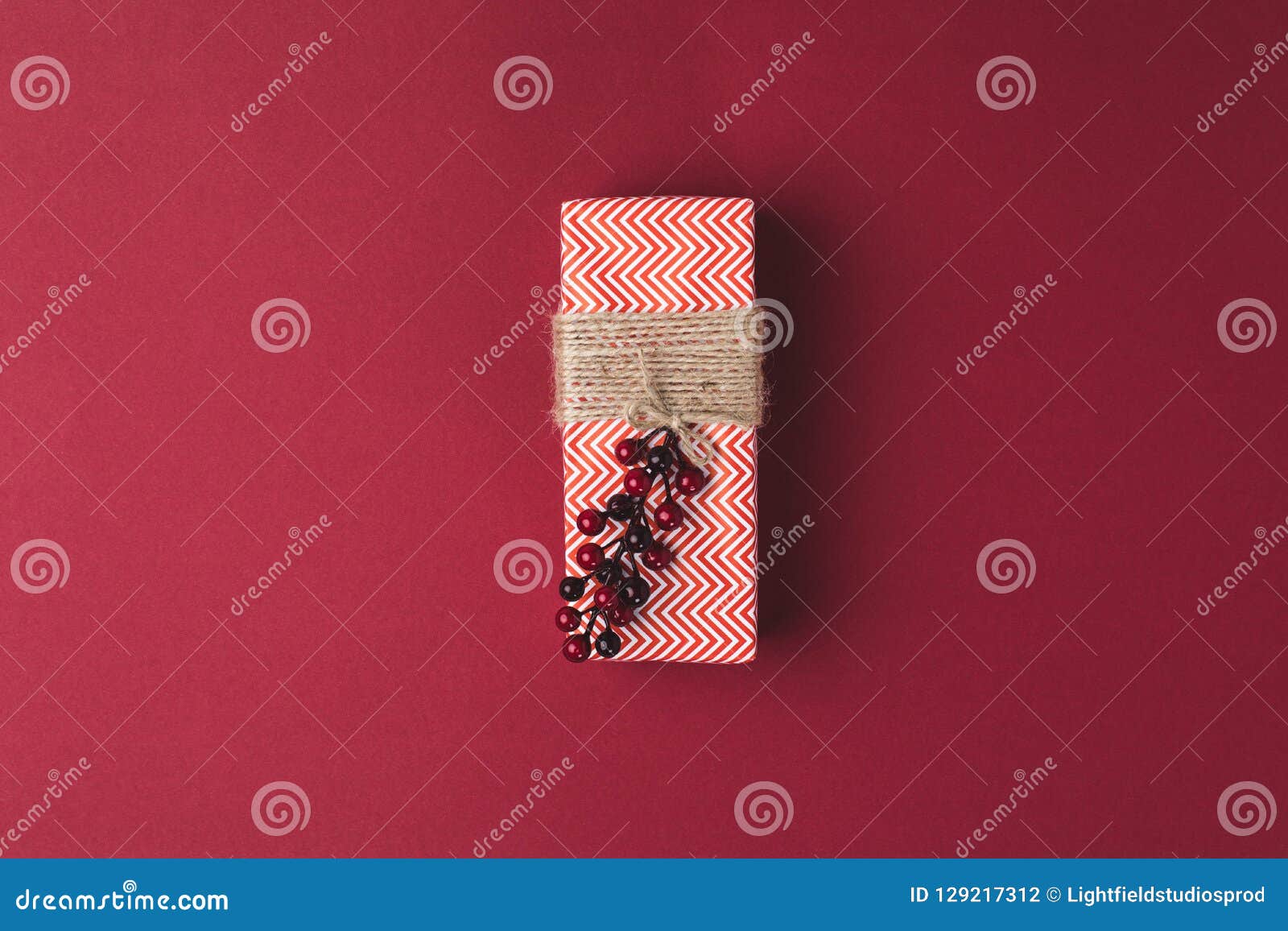 Top View of Wrapped and Decorated Christmas Present Stock Photo - Image ...